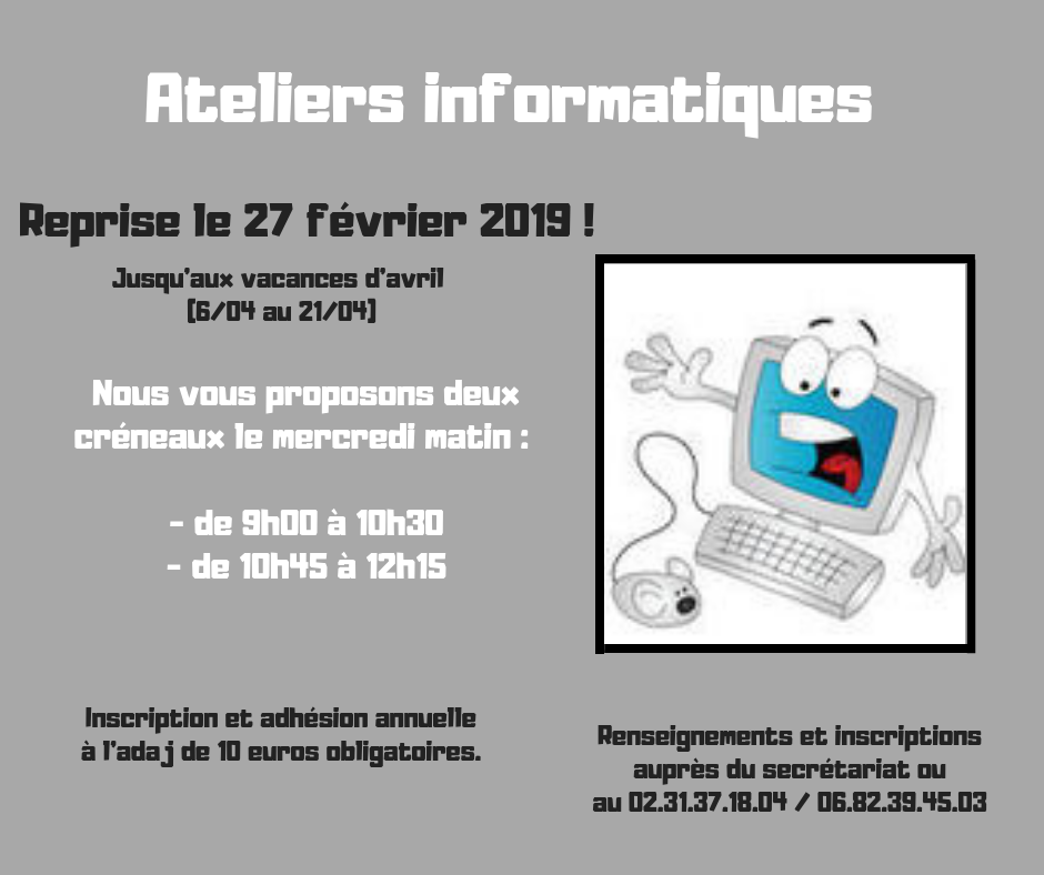Reprise des ateliers informatiques – Centre Socio Culturel ADAJ